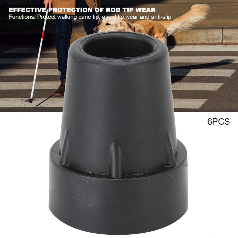 Replacement Cane Tips, 6pcs 19mm Hole Diameter Hiking Cane Crutch Feet Tips Heavy Duty Non Slip Plastic Tips Trekking Pole Tips Replacement Pole Tip Protectors Fits Most Standard Hiking Poles