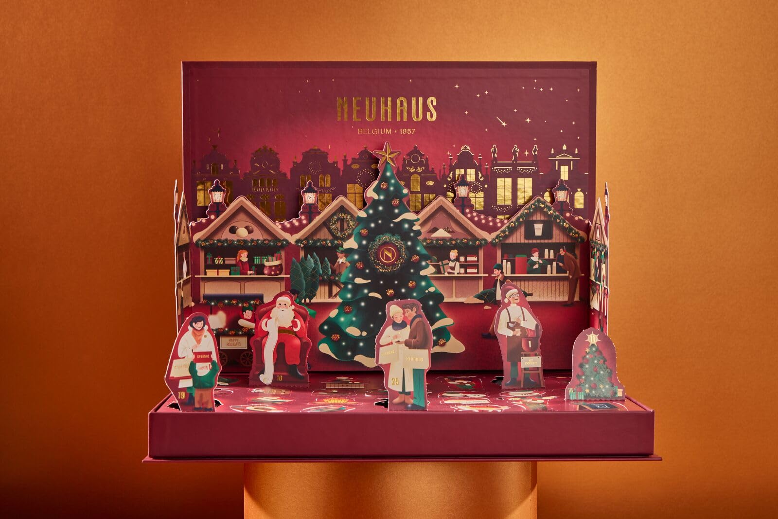 Neuhaus Belgian Chocolate 2023 Pop-up Advent Calendar – 25 Pieces Assorted Milk, White & Dark Chocolate Pralines – Christmas Gift - Gourmet Chocolate Gift