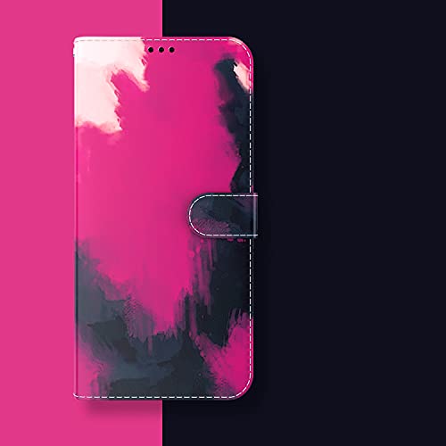ShinyCase for Tecno Camon 12 Case with Stand,Colorful Watercolor PU Leather Wallet Folio Flip Cover Magnetic Durable TPU Protective Phone Case for Tecno Camon 12/Spark 4,Black Red