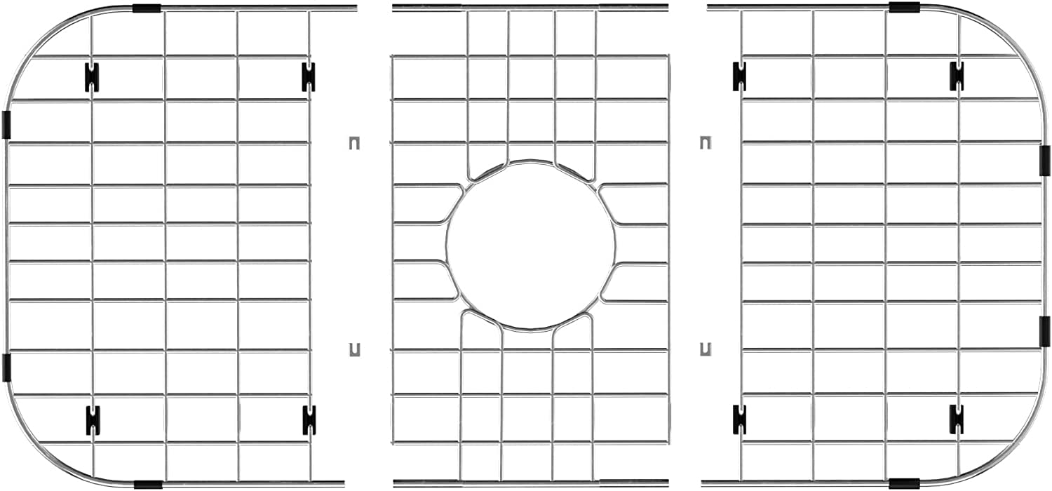 SANNO Sink Protector Grid 26"L X 14"W, Sink Rack Sink Protector Bottom Grid Centered Drain Hole, 304 Stainless Steel for Kitchen Sink Grate