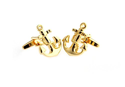 MRCUFF Anchor USN Pair of Cufflinks in a Presentation Gift Box & Polishing Cloth