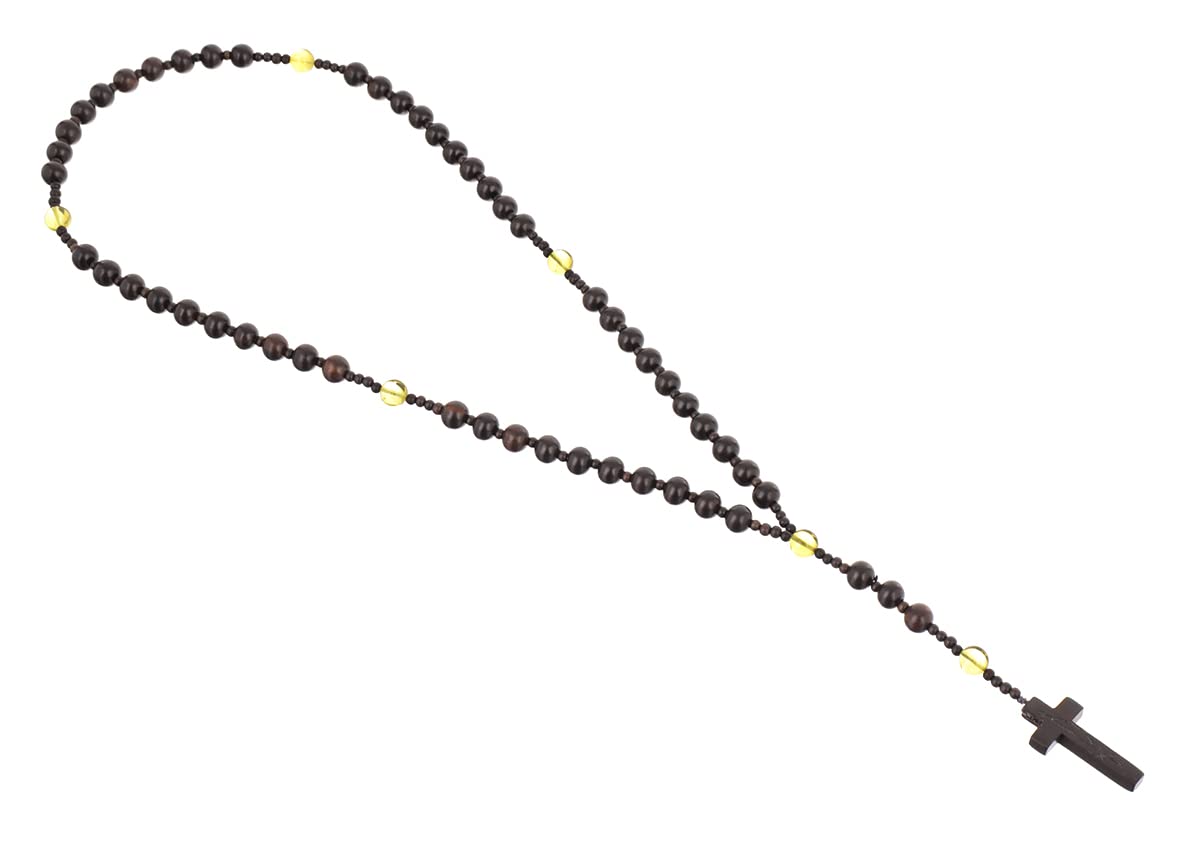 Royal rosary ebony tiger amber lemon handmade for women beautiful gift