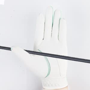 SD Golf Women's Golf Glove, New Tech Breathable Synthetic Leather (Large, White&Green)