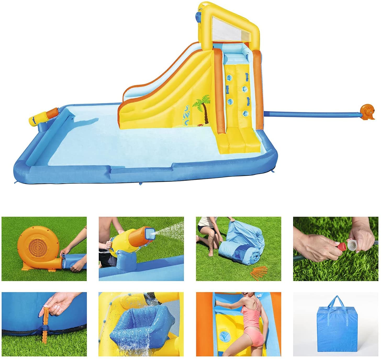 Thicken Bouncy Castle Inflatable Bounce House Full of Fun Water Pool Slide Activity Center Sets Up in Seconds Climbing Wall