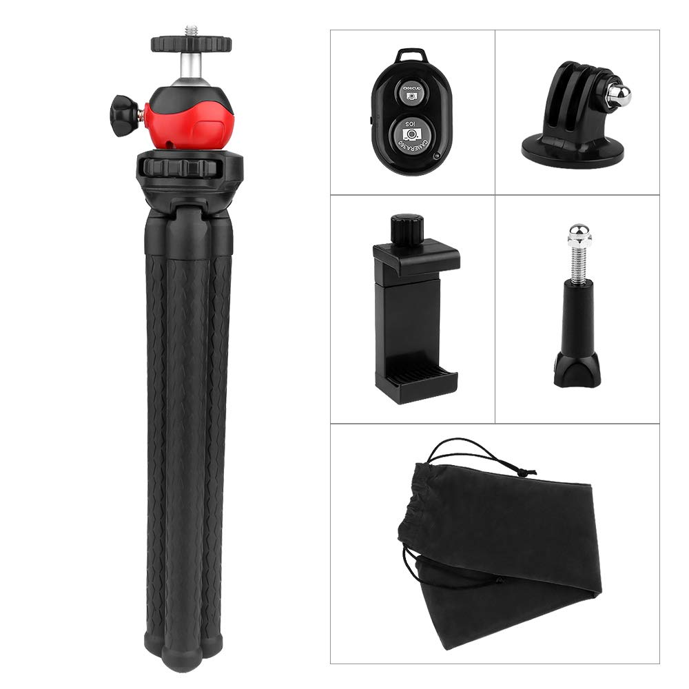 Phone Tripod, Octopus Tripod Stand with Flexible Legs, Phone Holder and Wireless Remote, Suit for Cell Phone/DSLR Camera/GoPro/Fill Light/Webcam for Selfies/Vlog/Live Streaming/Photography