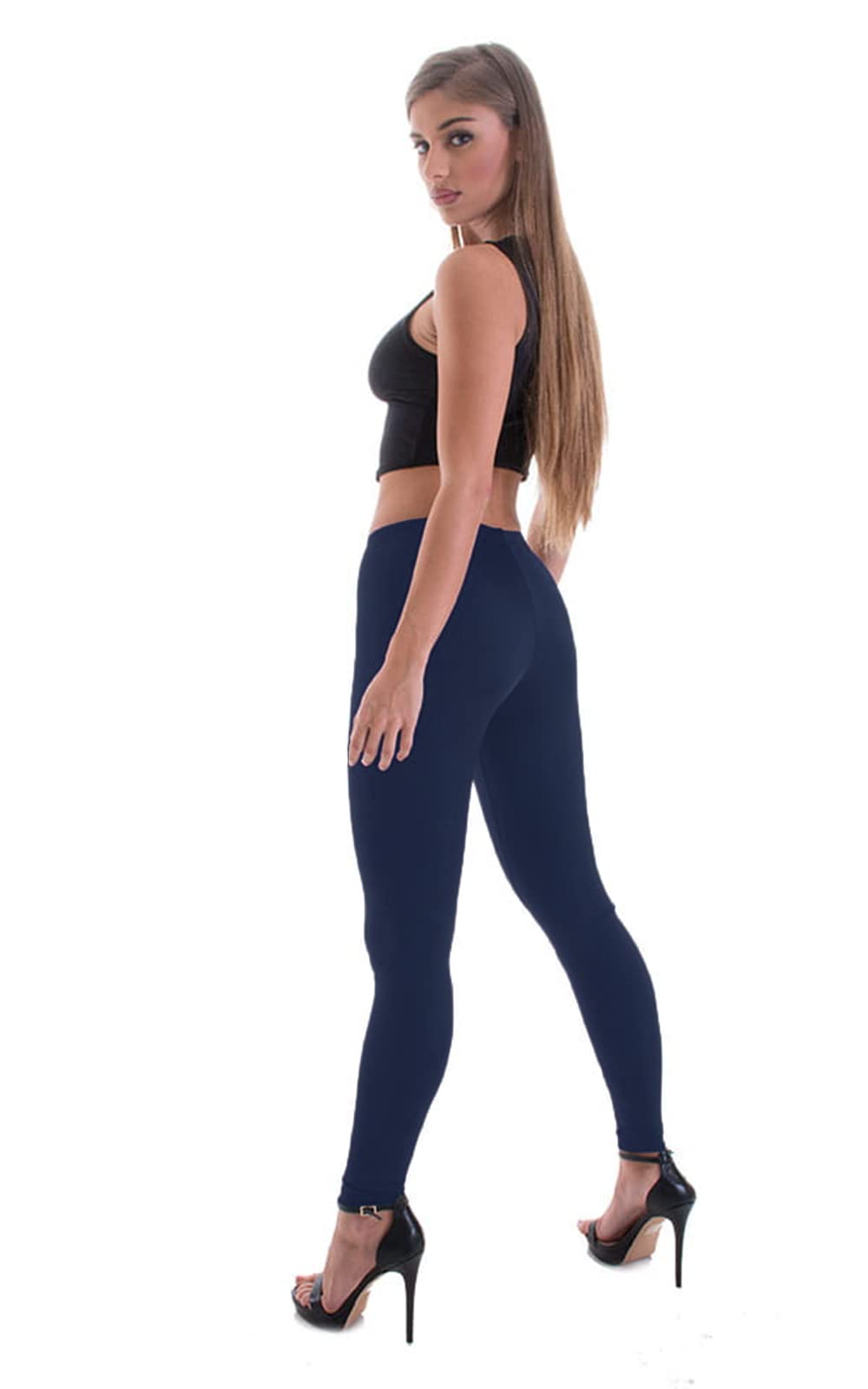 Therma Pro Women's Fleece Lined Winter Leggings - High Waist Thermal Ultra Soft Pants, Navy Blue, Large