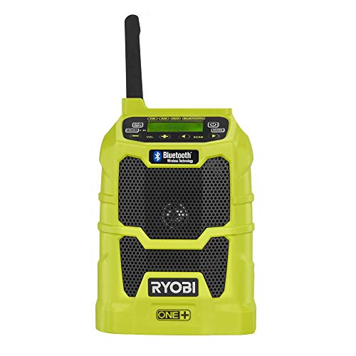 Ryobi 18 Volt Portable Jobsite Radio Kit with USB Port and Bluetooth - P742 + Battery + Charger, (Bulk Packaged, Non-Retail Packaging)