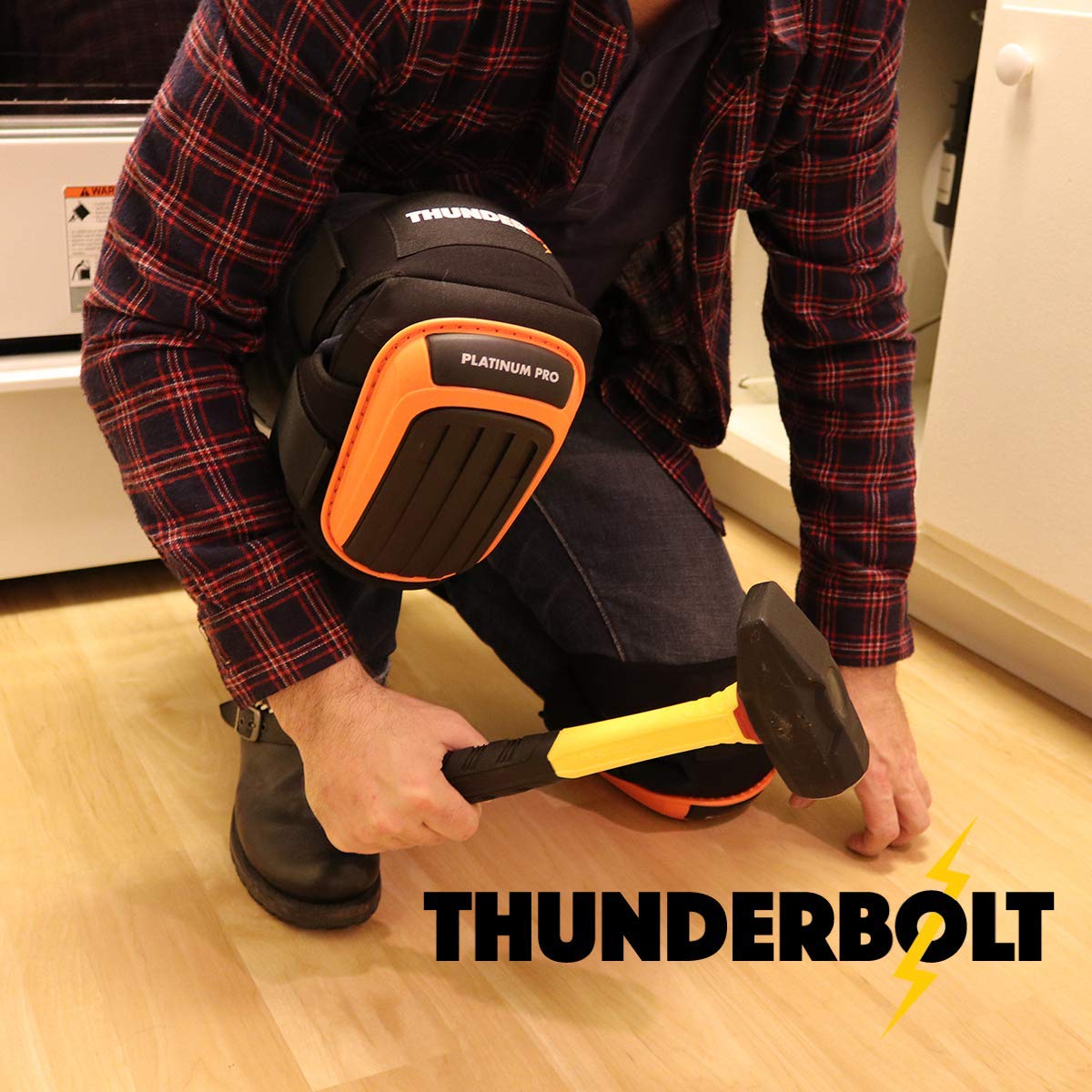 Thunderbolt Knee Pads for Men Construction Knee Pads for Work Knee Pads for Men and Women Gel Knee Pads Gardening Flooring Roofing Heavy Duty Gel Knee Pads Thick Foam Strong Adjustable Non-Slip Straps