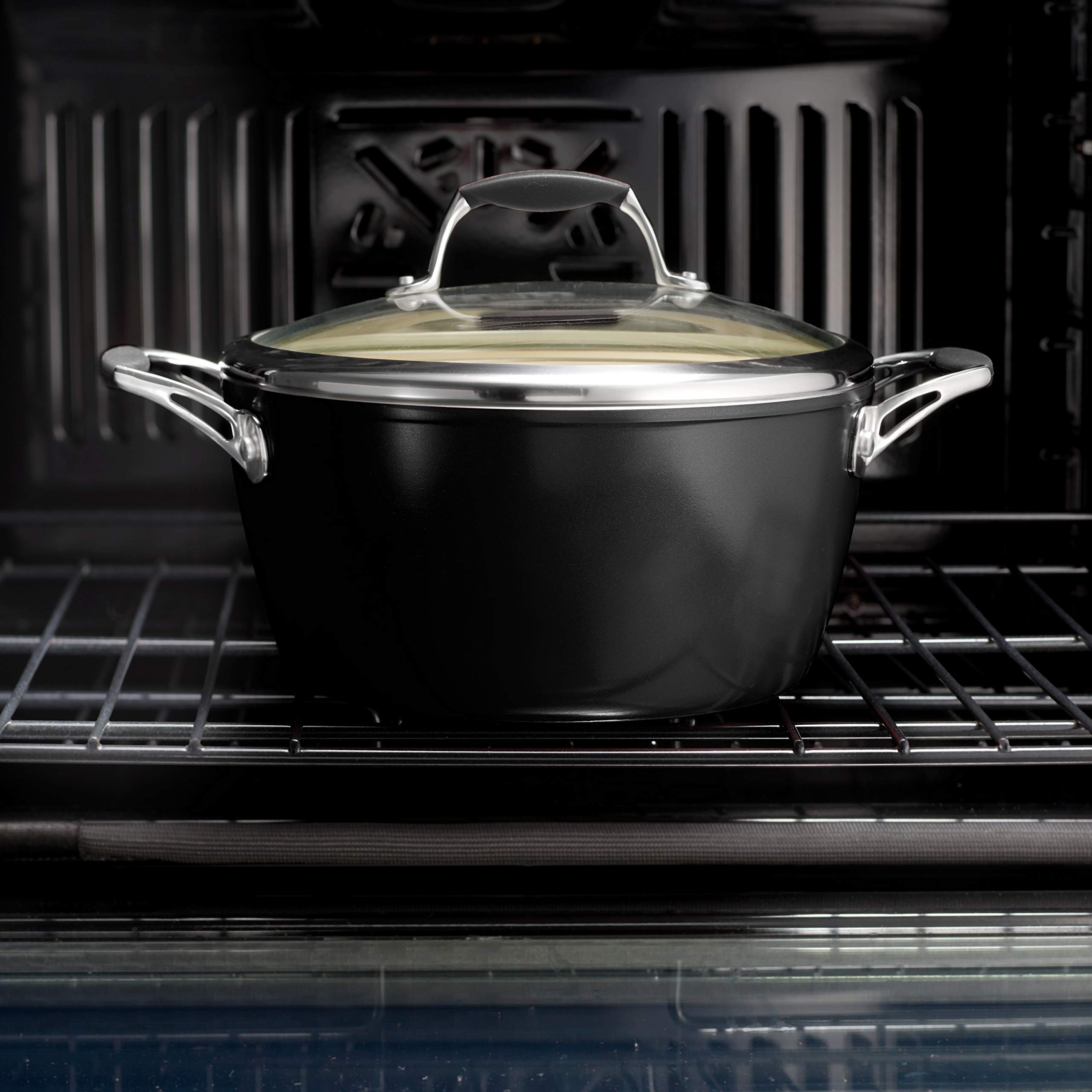 Tramontina Deluxe Covered Deep Skillet Aluminum 11-inch, Metallic Black, 80110/021DS