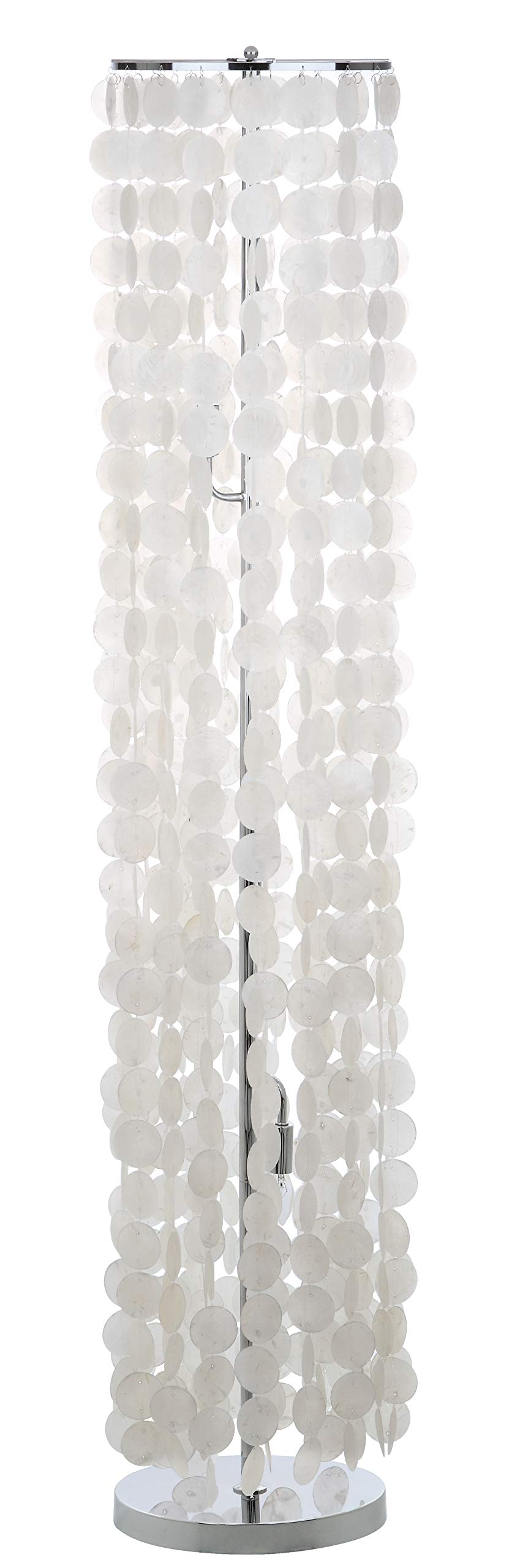 SAFAVIEH Lighting Collection Illumina Capiz Sea Shell Modern Boho Coastal White 60-inch Living Room Bedroom Home Office Standing Floor Lamp (LED Bulb Included)