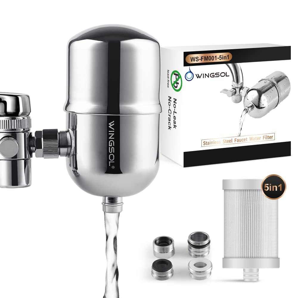 WINGSOL Faucet Water Filter Replacement Cartridge, Reduce 99.6% Lead Chlorine Odor, Alkalize Water, Mineralize Water, Multi-function NSF/ANSI 42&53, Compatible with WINGSOL Faucet Filter