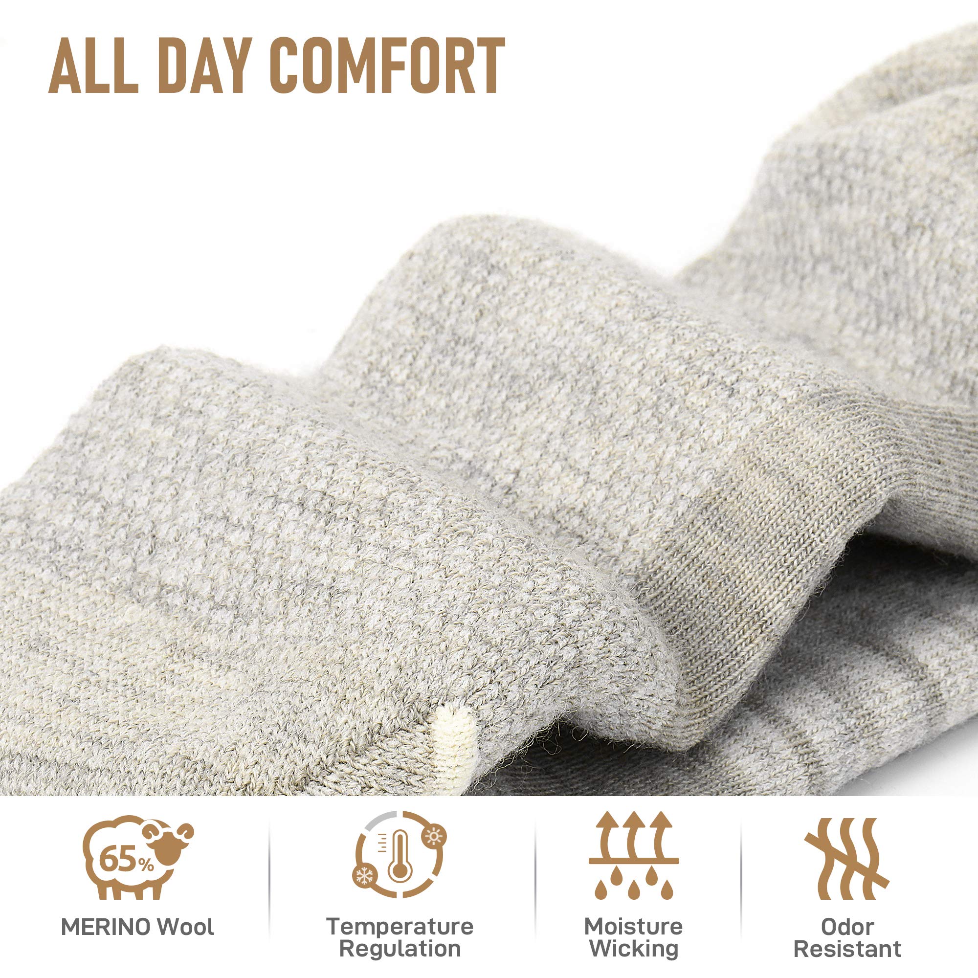 SAMSOX 2-Pair Merino Wool Running Socks, Made in USA, Oatmeal L