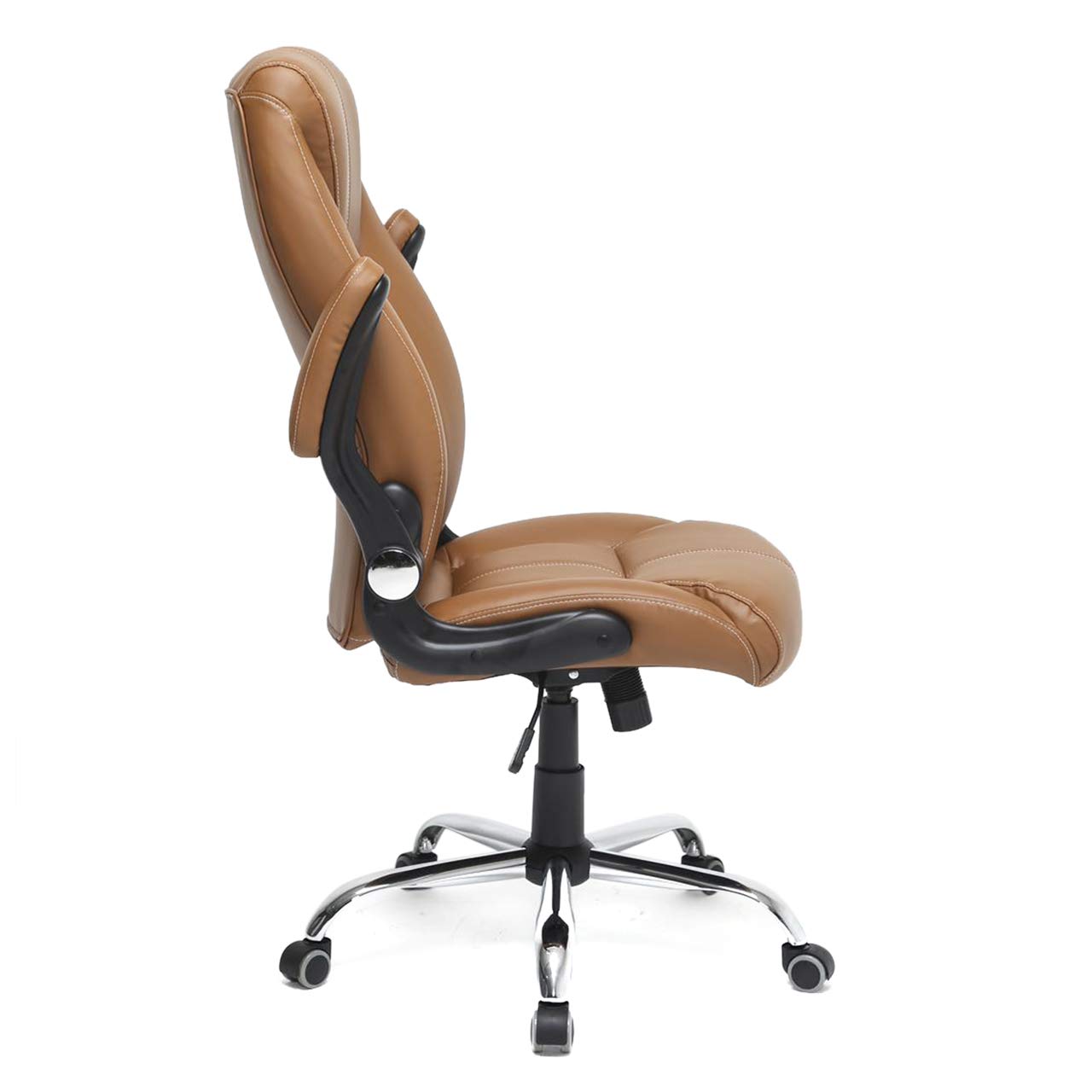 MADISON & PARK Office Desk Chair Leather Computer Executive Conference Task Study Chair Adjustable Swivel Chair with Adjustable Arms (CAPPUCCINO)