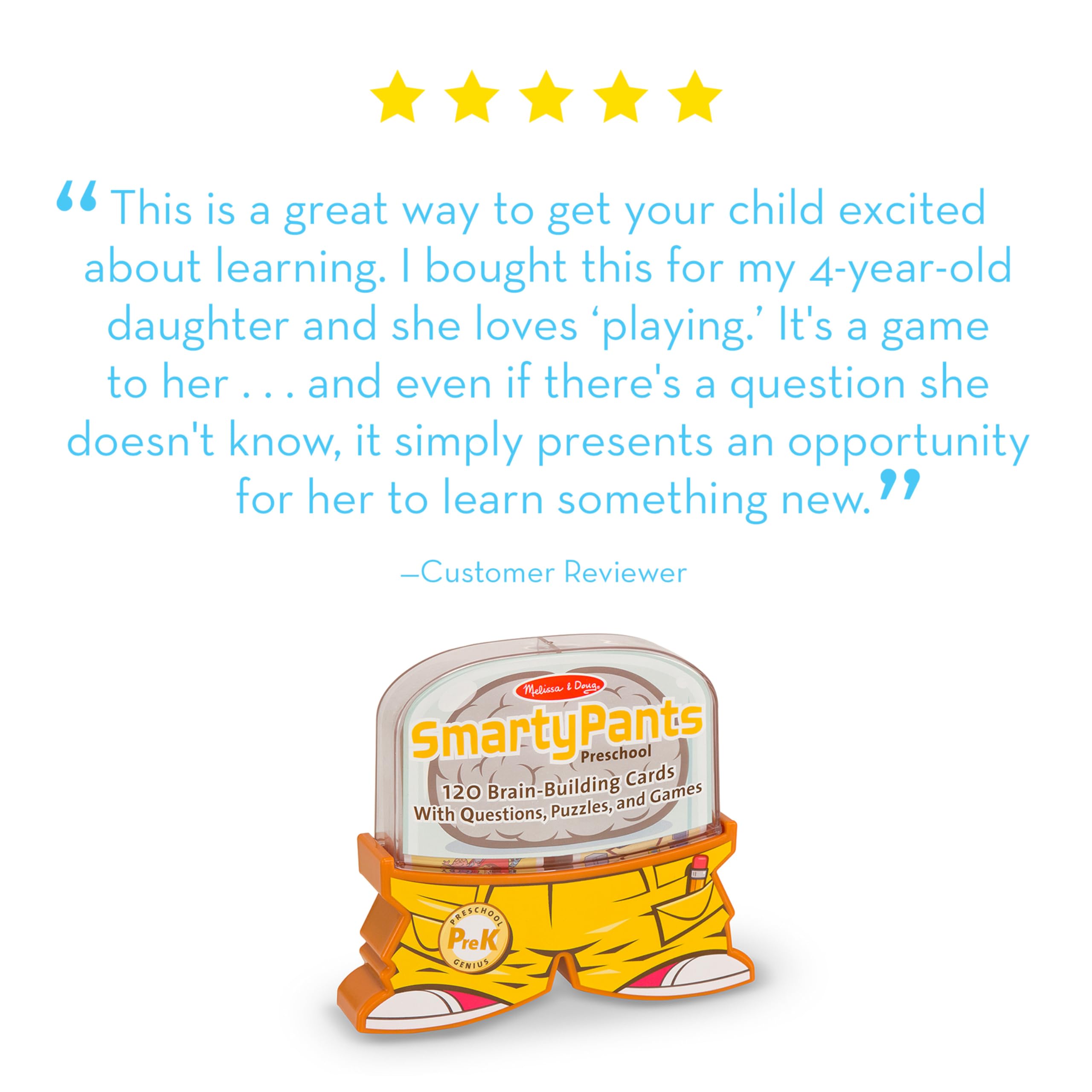 Melissa & Doug Smarty Pants Preschool Card Set Educational Activity With 120 Brain-Building Questions, Puzzles, and Games
