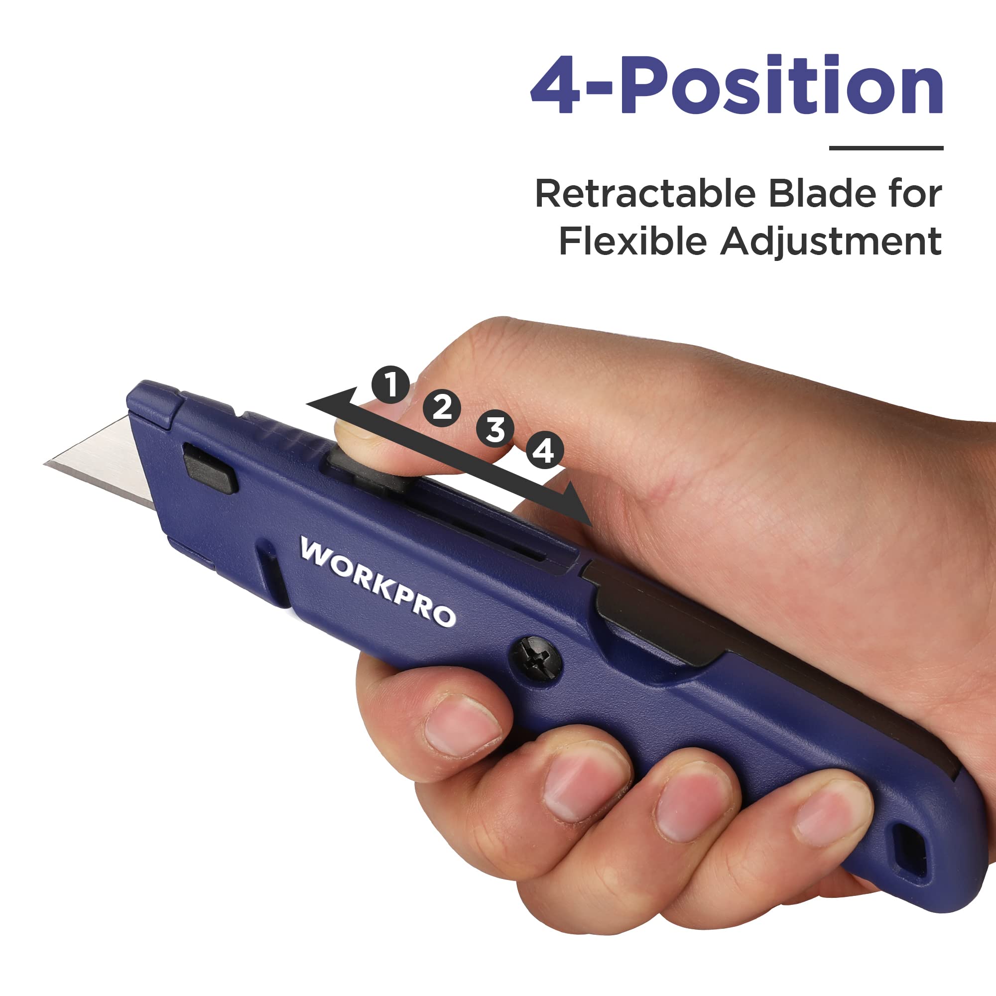 WORKPRO 2-in-1 Folding Knife & Box Cutter with 23pcs SK5 Blades Extra