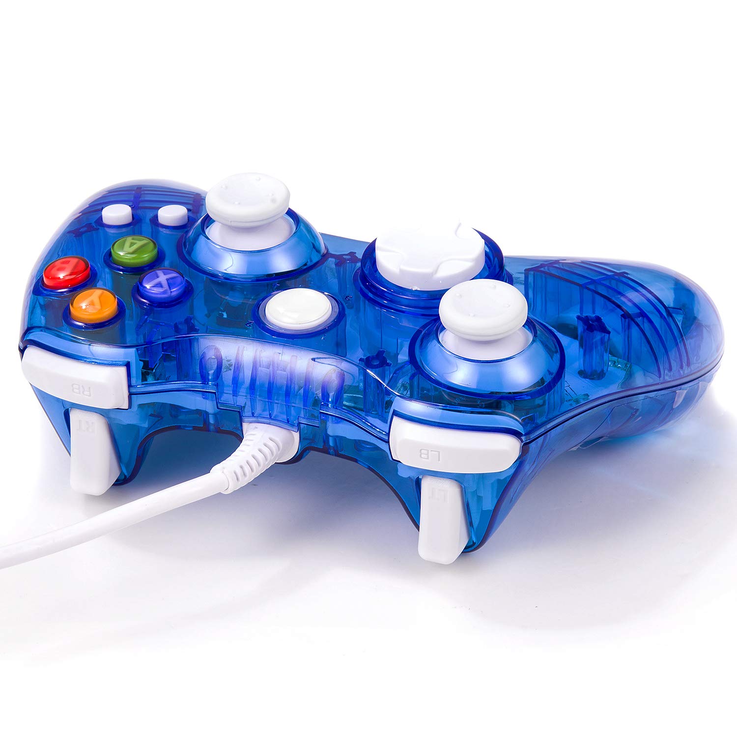 PRO GAMING 6 FT. LONG Wired Controller for Xbox 360,Xbox 360 Controller USB Gamepad PC Wired Joypad for Microsoft Xbox 360/Xbox 360 Slim/Windows 7 8 10 Game - GLOW BLUE