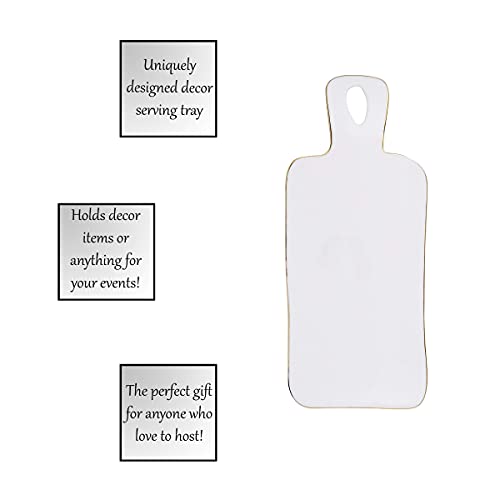 Santa Barbara Design Studio Table Sugar Ceramic Cheese Tray, 5.5" x 13", White/Gold