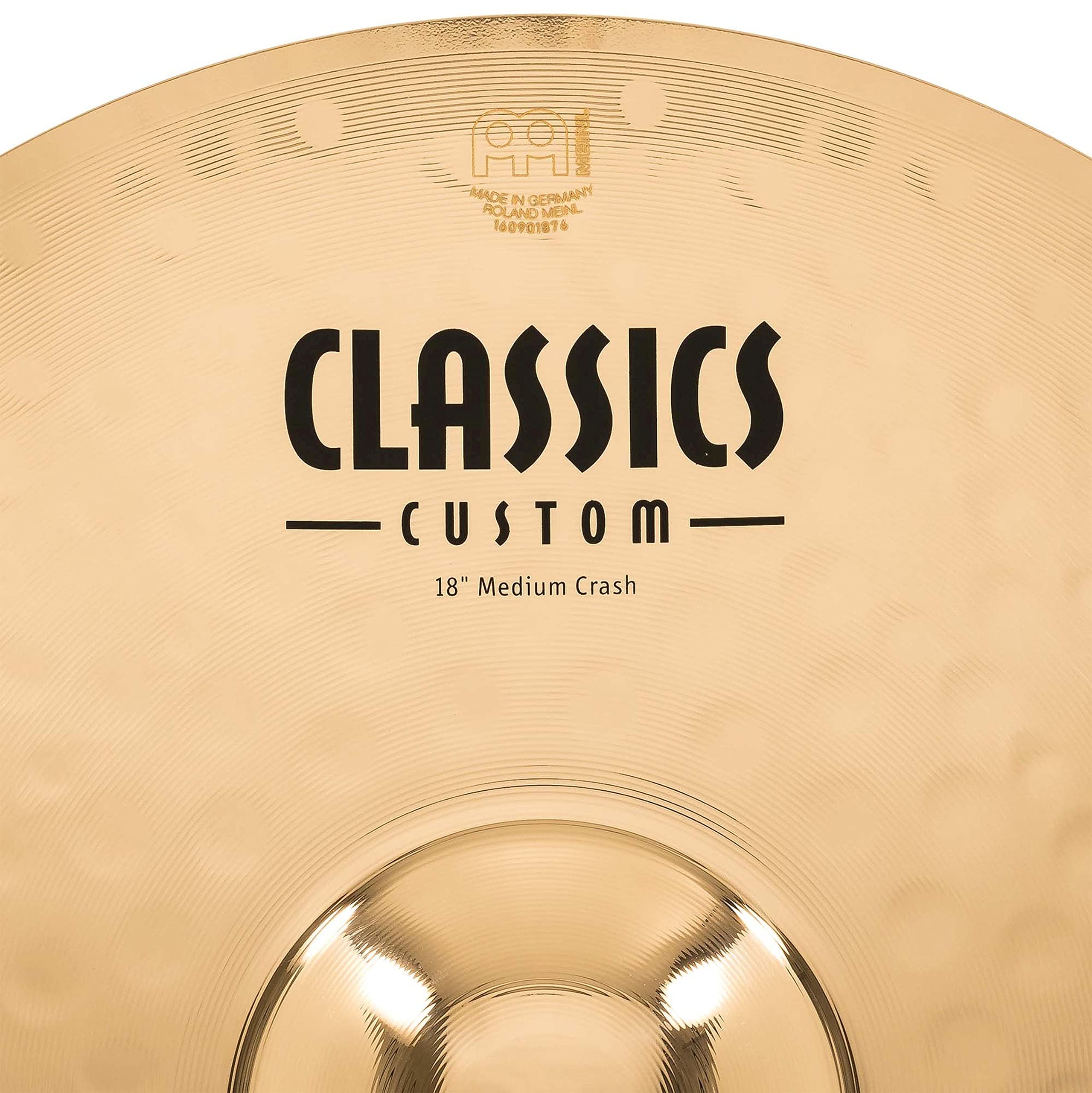 Meinl 18" Medium Crash Cymbal - Classics Custom Brilliant - Made in Germany, 2-YEAR WARRANTY (CC18MC-B)