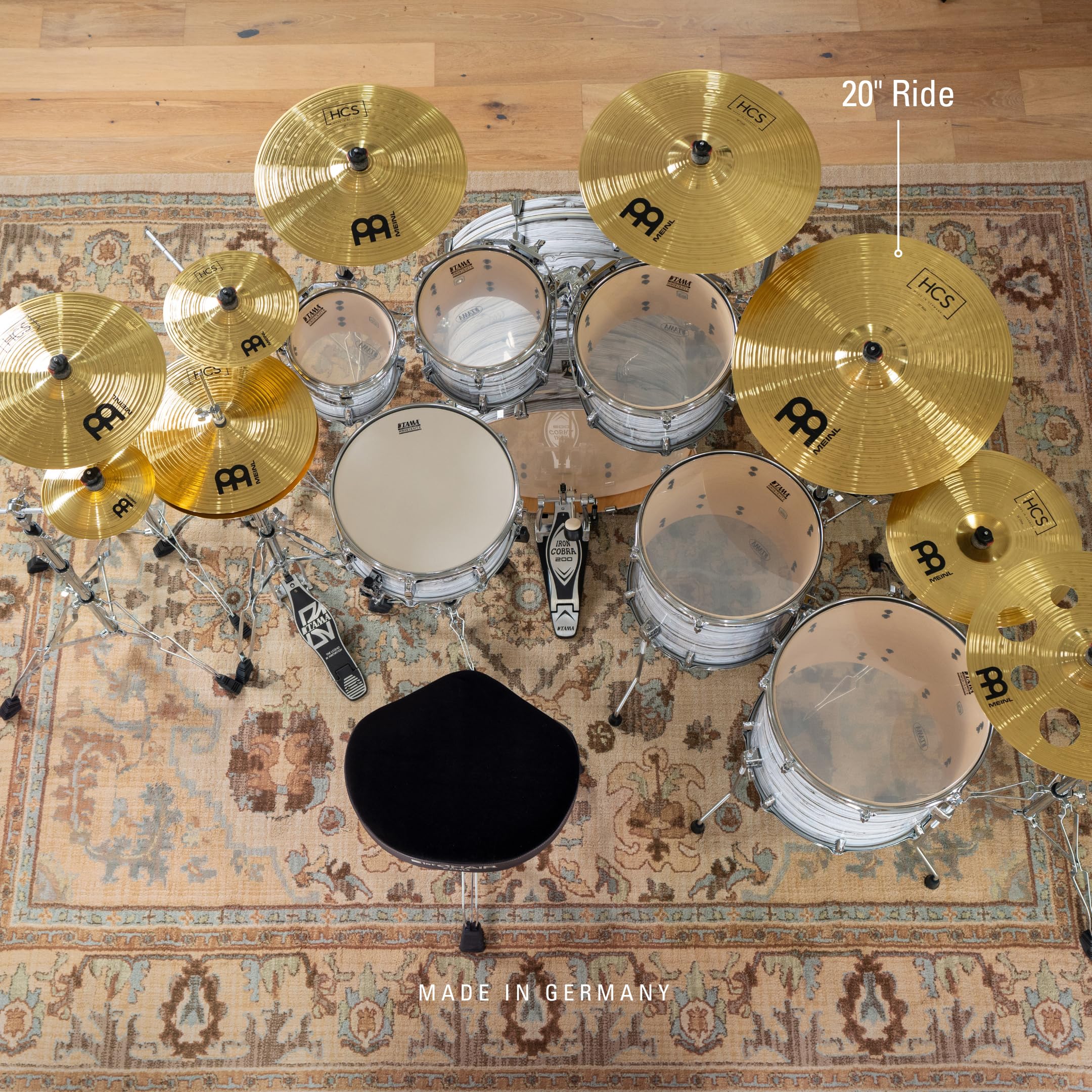 Meinl 20" Ride Cymbal - HCS Traditional Finish Brass for Drum Set, Made in Germany, 2-YEAR WARRANTY (HCS20R)