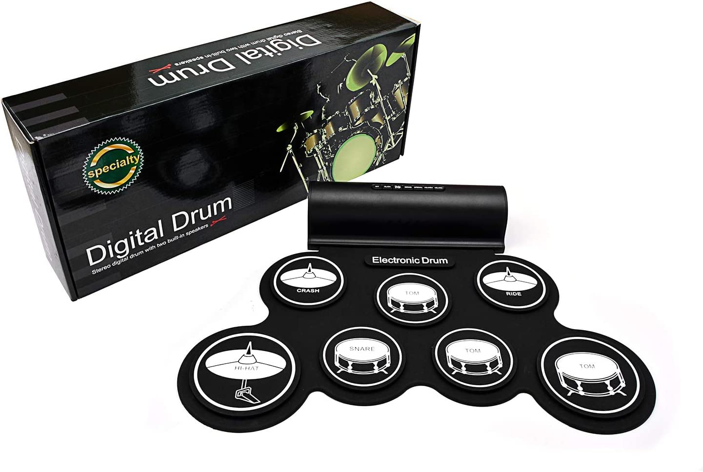 TPEDDII Electric Drum Set for Kids, Roll-up Drum Pad Machine with Headphone Built-in Speaker Drum Sticks Foot Pedals 10 Hours Playtime, Great Holiday Xmas Birthday Gift for Kids