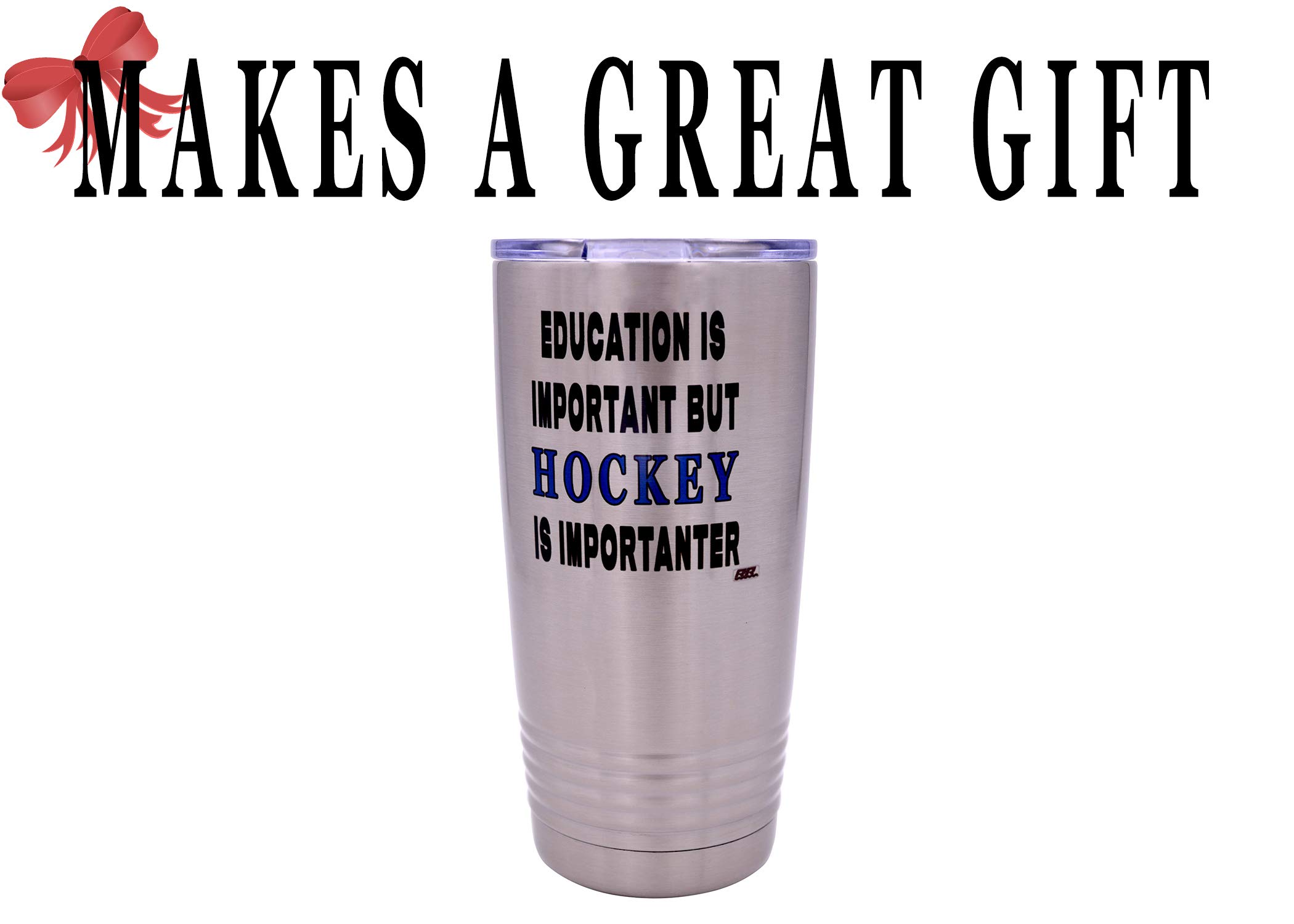 Rogue River Tactical Funny Hockey PLayer 20 Oz. Travel Tumbler Mug Cup w/Lid Education Important Gift Idea