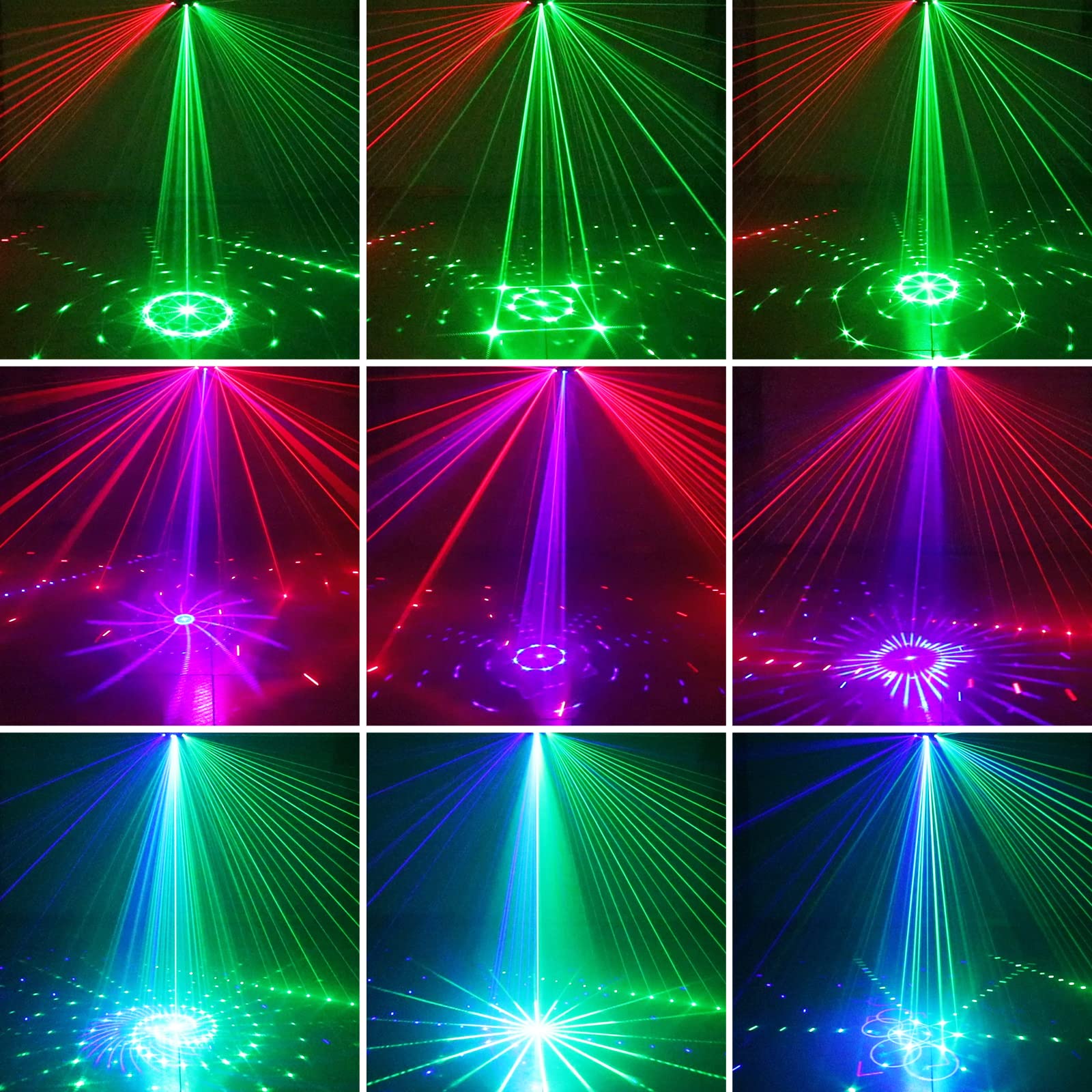 Proffessional Dj Laser Lights,15 Lens RGBUV Party Lights Dj Disco Light by DMX512 Control,Sound Activated LED Pattern Strobe Stage Lights Indoor for Parties Live Show Xmas Club Dancing