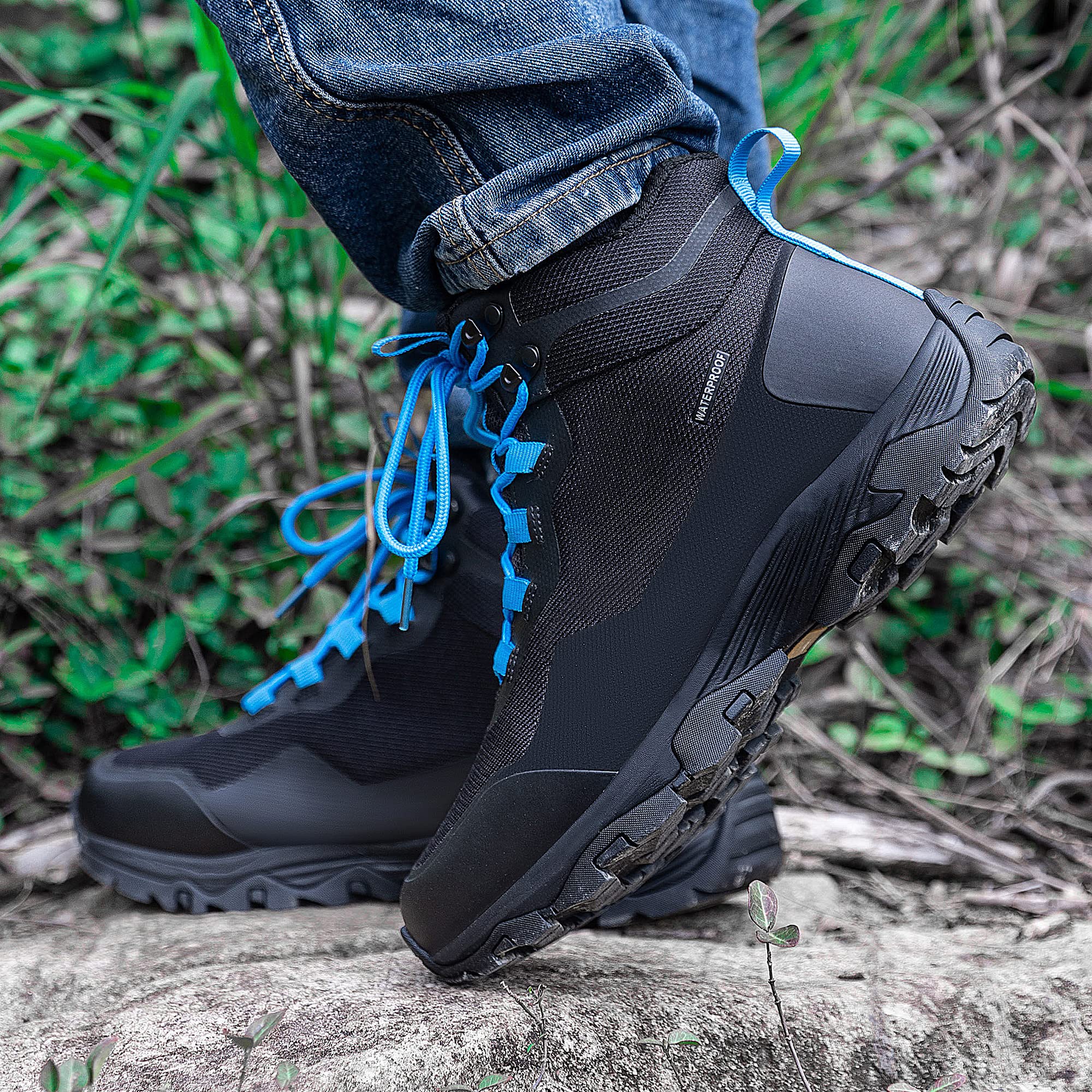 SHULOOK Men's Hiking Boots Waterproof Lightweight Breathable Anti-Slip Outdoor Comfortable Hiker Boot