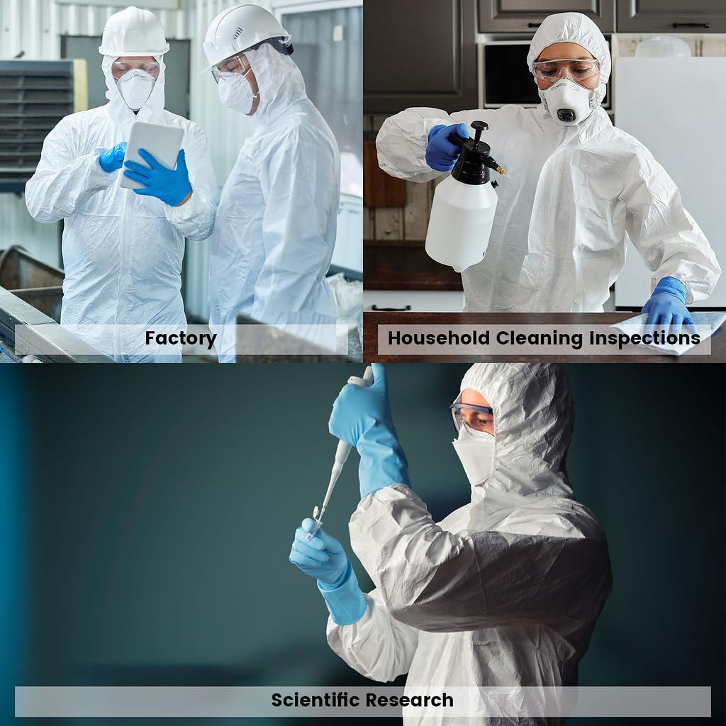 YIBER Hazmat Suits Disposable - Available in 7 sizes and 5 packaging specifications - Disposable Coveralls Suits Pressed From PPSB & PE Film
