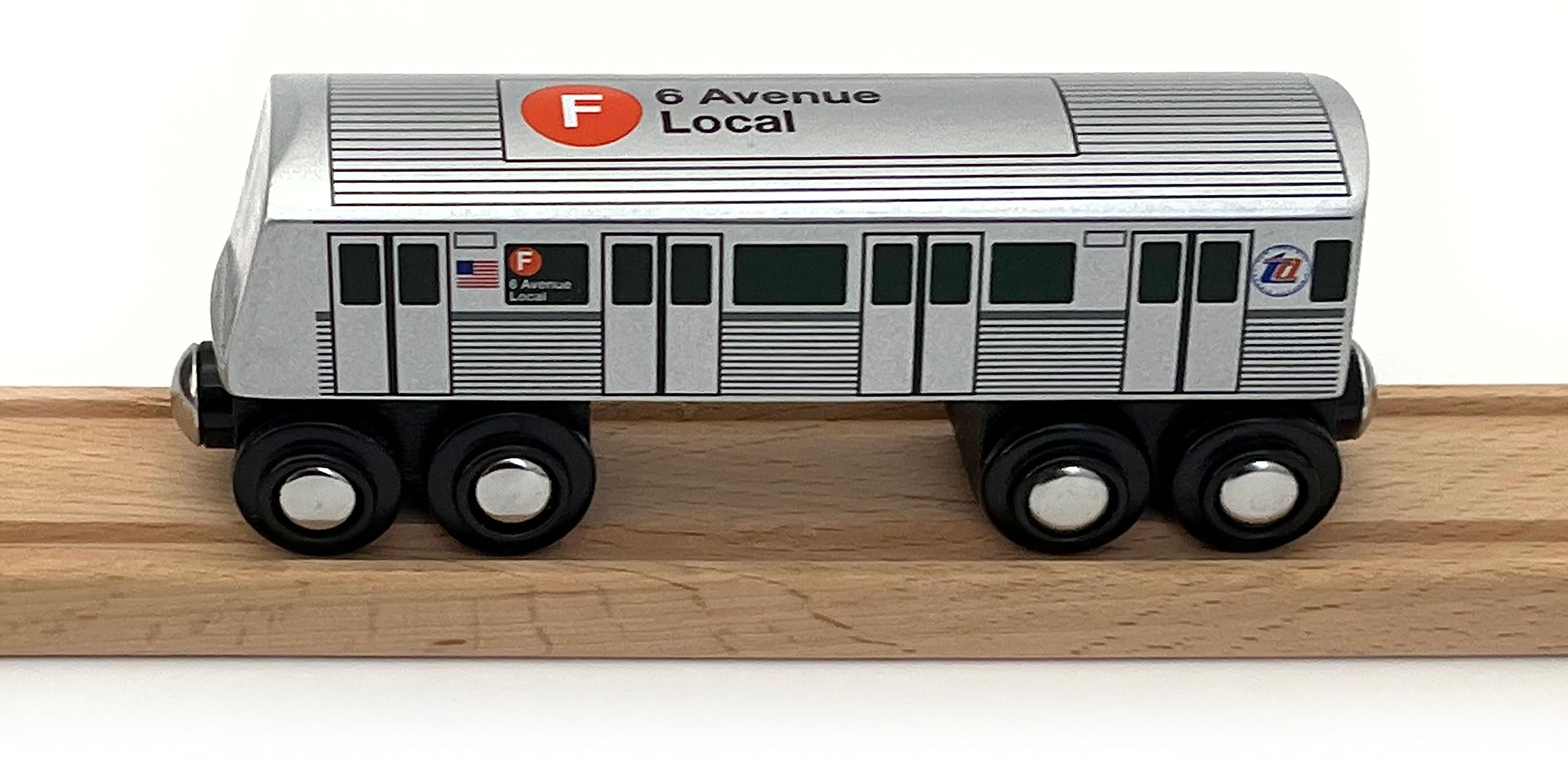 Munipals MP01-11SF Wooden Subway F Line Train Car Set NYC R40 Slant End F - 2-car Set
