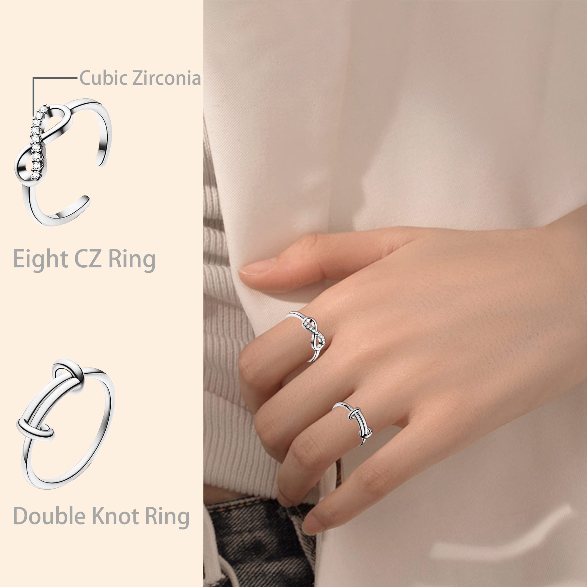 Staligue 16pcs Adjustable Rings for Women Simple Stackable Knuckle Rings Set Trendy Finger Stacking Open Rings Flower Cross Chain Butterfly Heart Thumb Knuckle Adjustable Rings Set