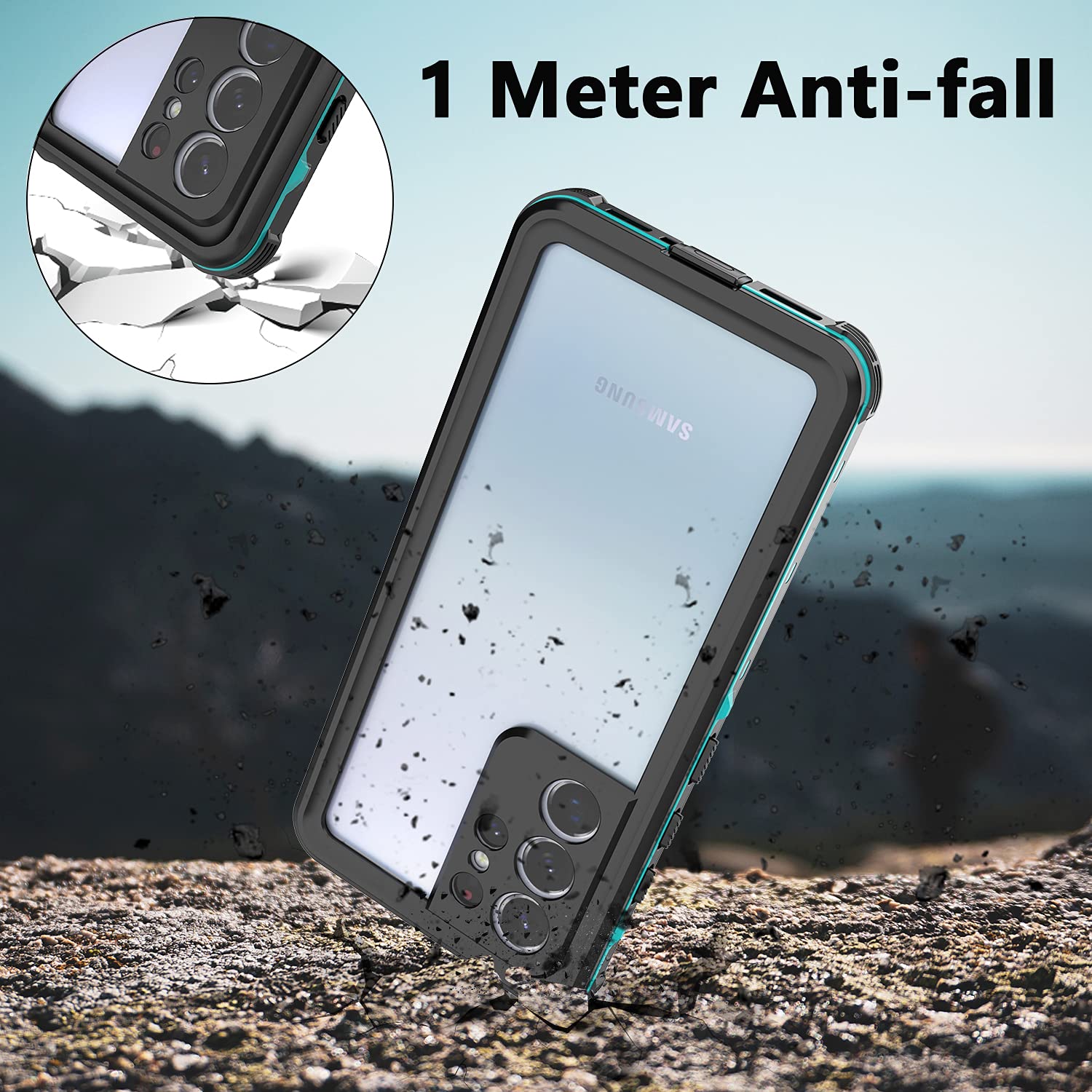 Samsung Galaxy S21 Ultra Waterproof Case, Built-in Screen Protector 360° Full Body Heavy Duty Protection, Waterproof Shockproof Case Cover for Samsung Galaxy S21 Ultra 6.8" 5G Blue