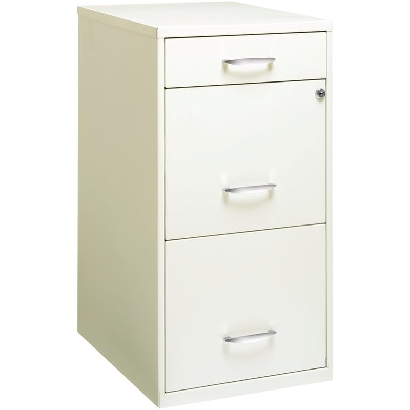 Scranton & Co 3-Drawer Contemporary Metal File Cabinet in Pearl White