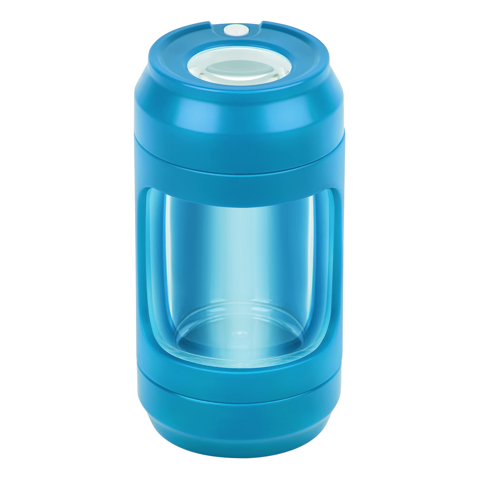 METSHOW Light-Up LED Transparent Seal Storage Jar，Magnifying Viewing Glass Airtight Jar with Grinder ，8 x Magnification Glass (Blue)