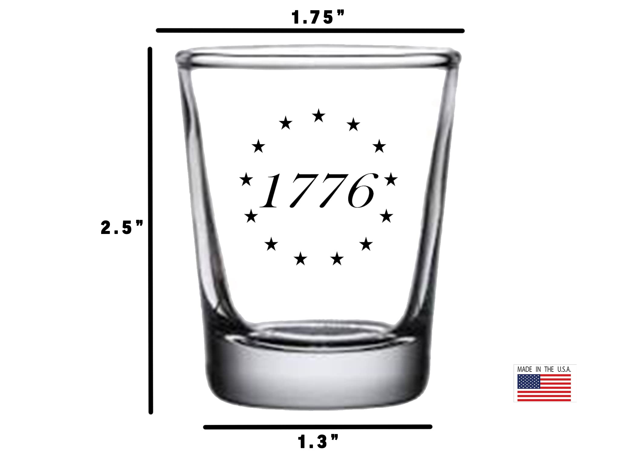 Rogue River Tactical Betsy Ross 1776 USA Flag Tattered Shot Glass Gift For Military Veteran or Patriotic American