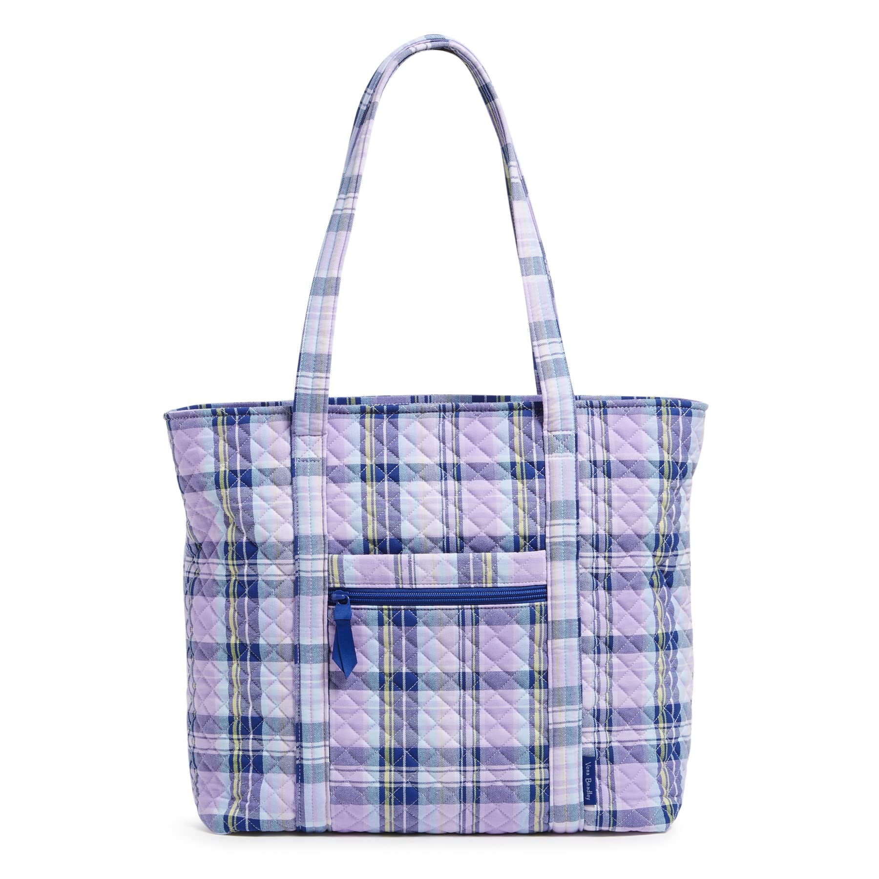 Vera Bradley Women's Cotton Vera Tote Bag, Island Tile Blue - Recycled Cotton, One Size