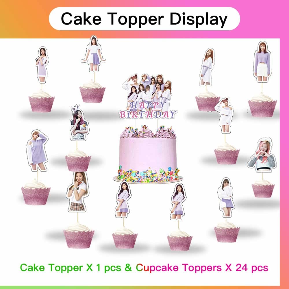 Twice Party Supplies Decorations Birthday Cake Topper Balloons Banner Backdrop Decor