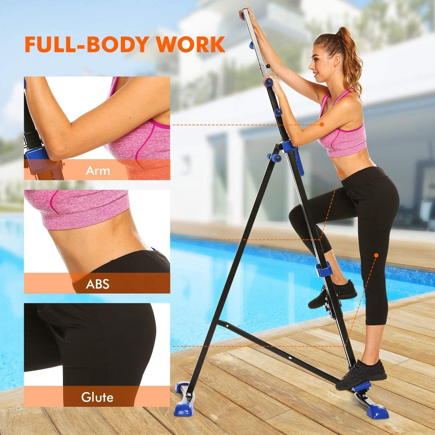 Stair Climber Machine Folding Climbing Exercise Machine Vertical Climbing Exercise Machine for Home Gym Fitness (Blue)
