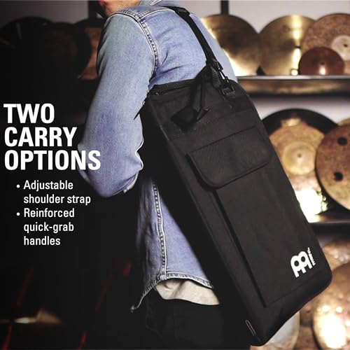 Meinl Percussion Drum Stick Bag with Extra Outside Pocket and Floor Tom Hooks β for Mallets, Brushes and Accessories, Black, Standard (MSB-1)