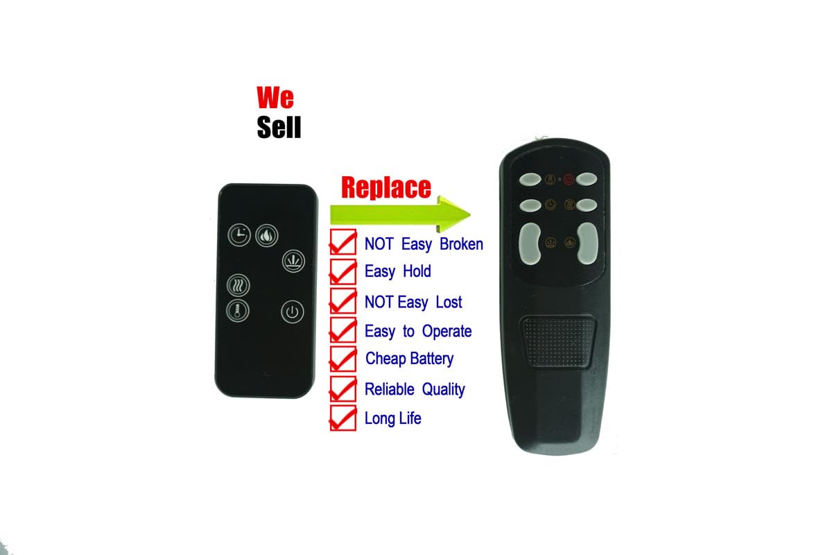 Remote Control for Valuxhome HOUSELUX Trim 28(EF28) HOUSELUX Trim 33(EF33) HOUSELUX Trim 33W(EF33W) Inset Fire Wall Mounted Electric Fireplace Heater