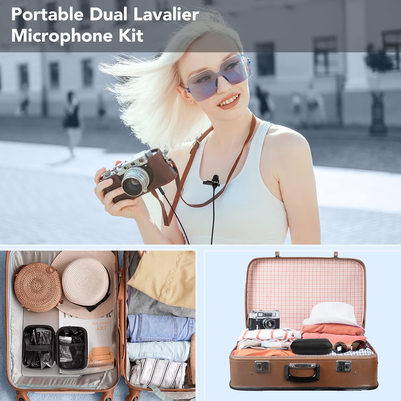 ttstar 2 PCs 3.5mm Lavalier Microphone Kit for Interview, Audio Video Recording