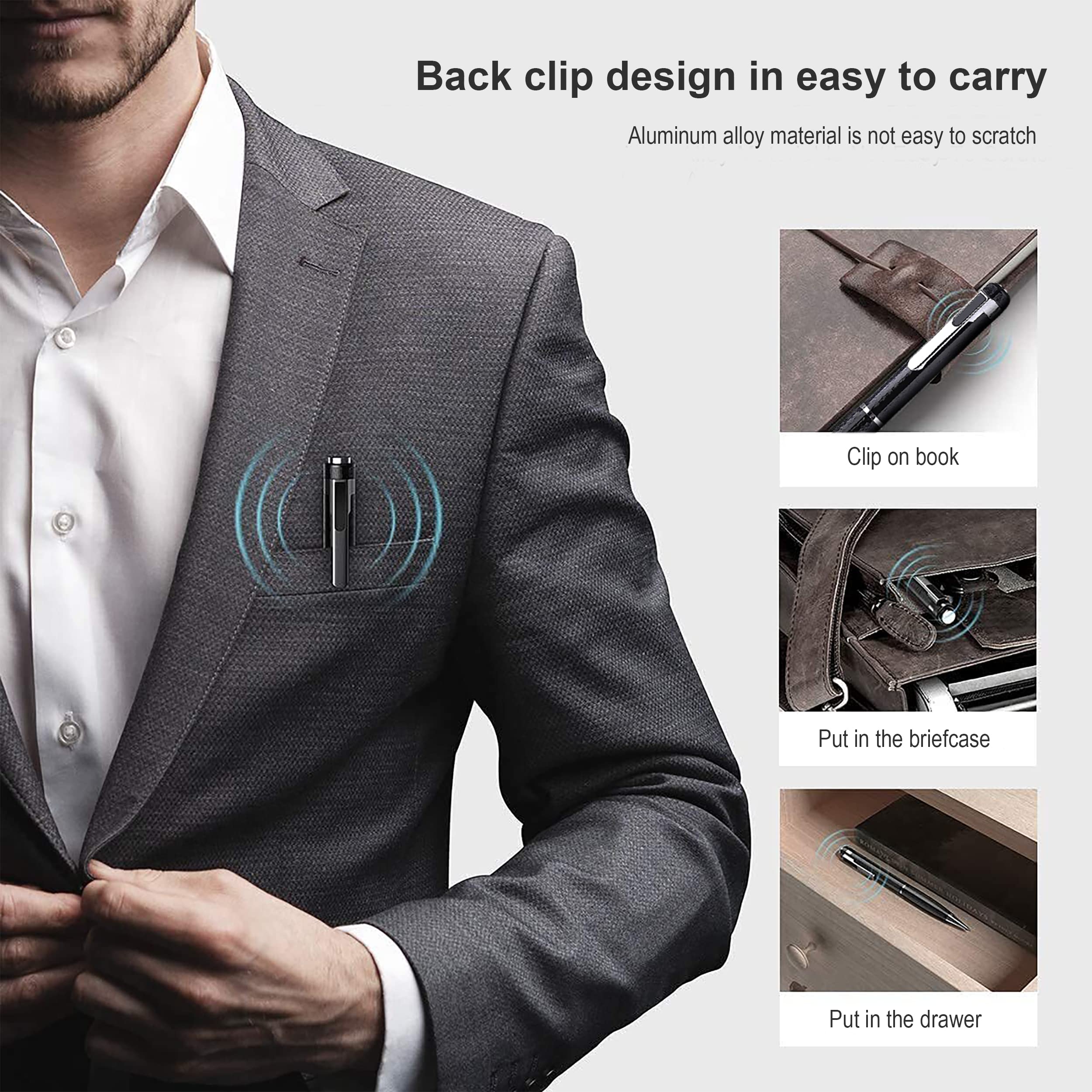 THEXLY Digital Voice Recorder - Voice Activated Pen Recorder for Lectures Meetings Classes, Mini spy Pen Recording Device Portable USB MP3 Playback, Wearable Recording Device