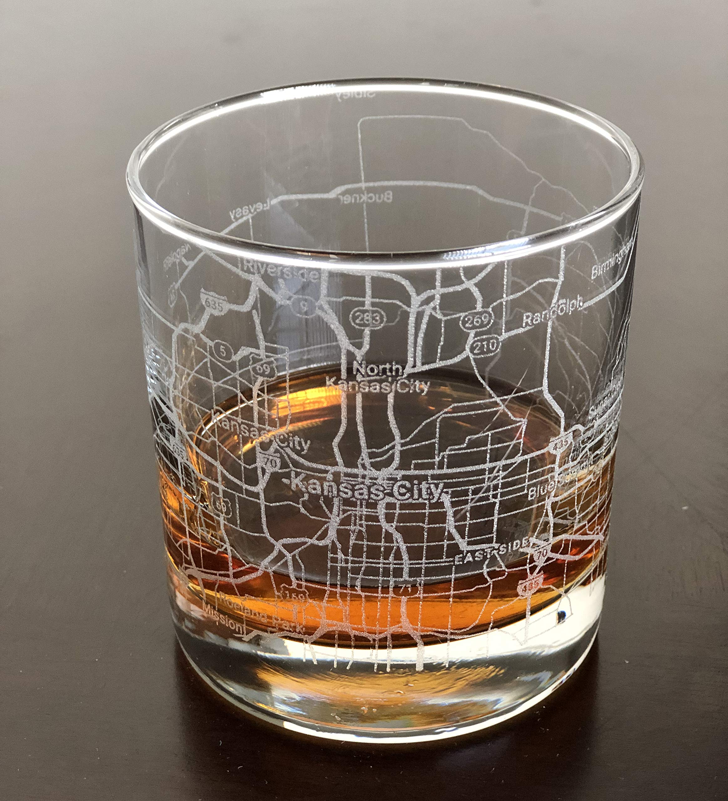 Rocks Whiskey Old Fashioned 11oz Glass Urban City Map Kansas City Missouri