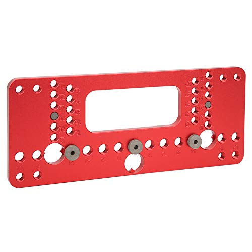 MISNODE Woodworking Hole Positioner Aluminum Alloy Handle Hole Jig Locator Hole Opener Drill Guide Hole Punch Locator Kit Guide Carpentry Tools(Red)