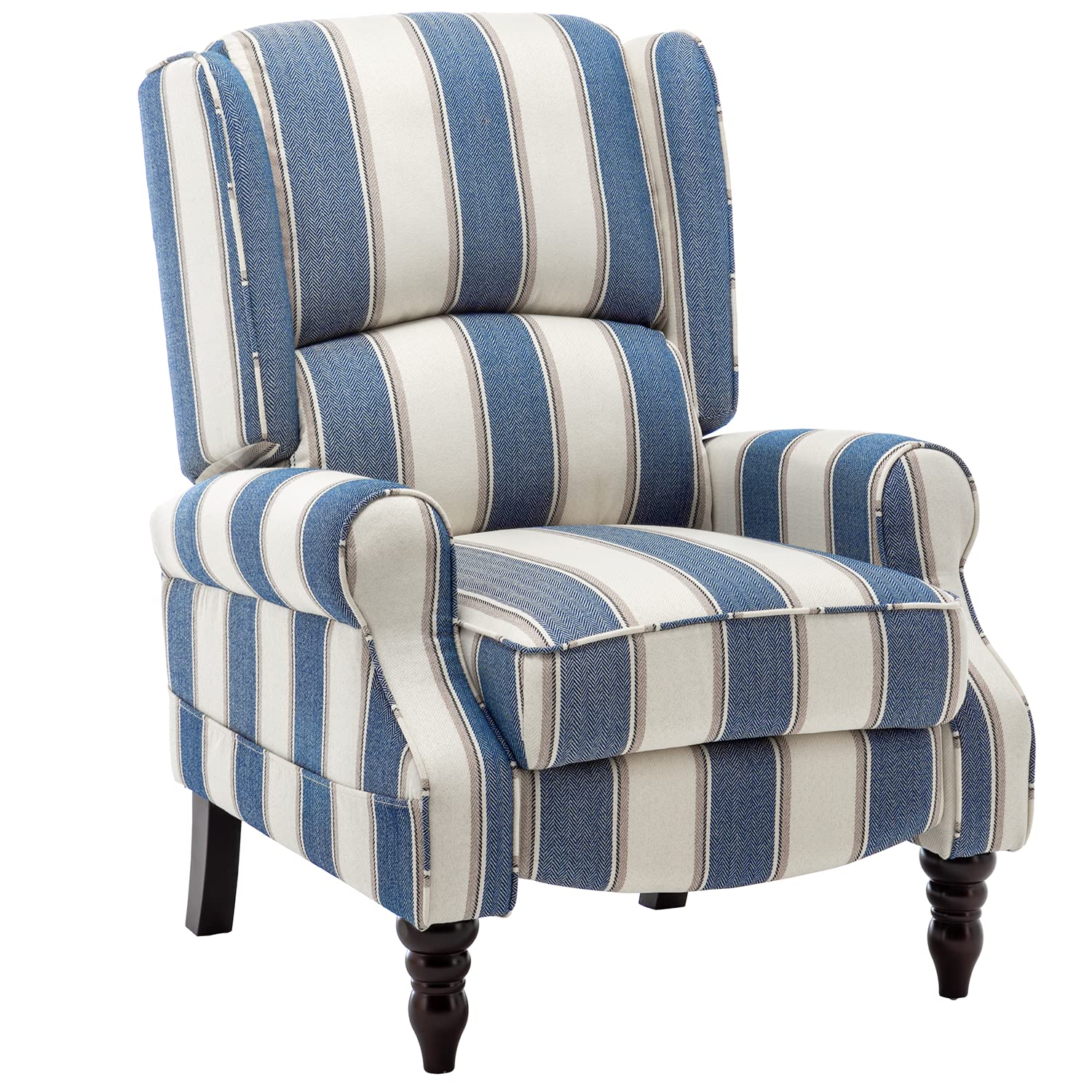 MELLCOM Upholstered Wingback Massage Recliner Chair, Traditional Push Back Recliner with Padded Seat, Wired Remote, for Living Room Bedroom, Coastline Style