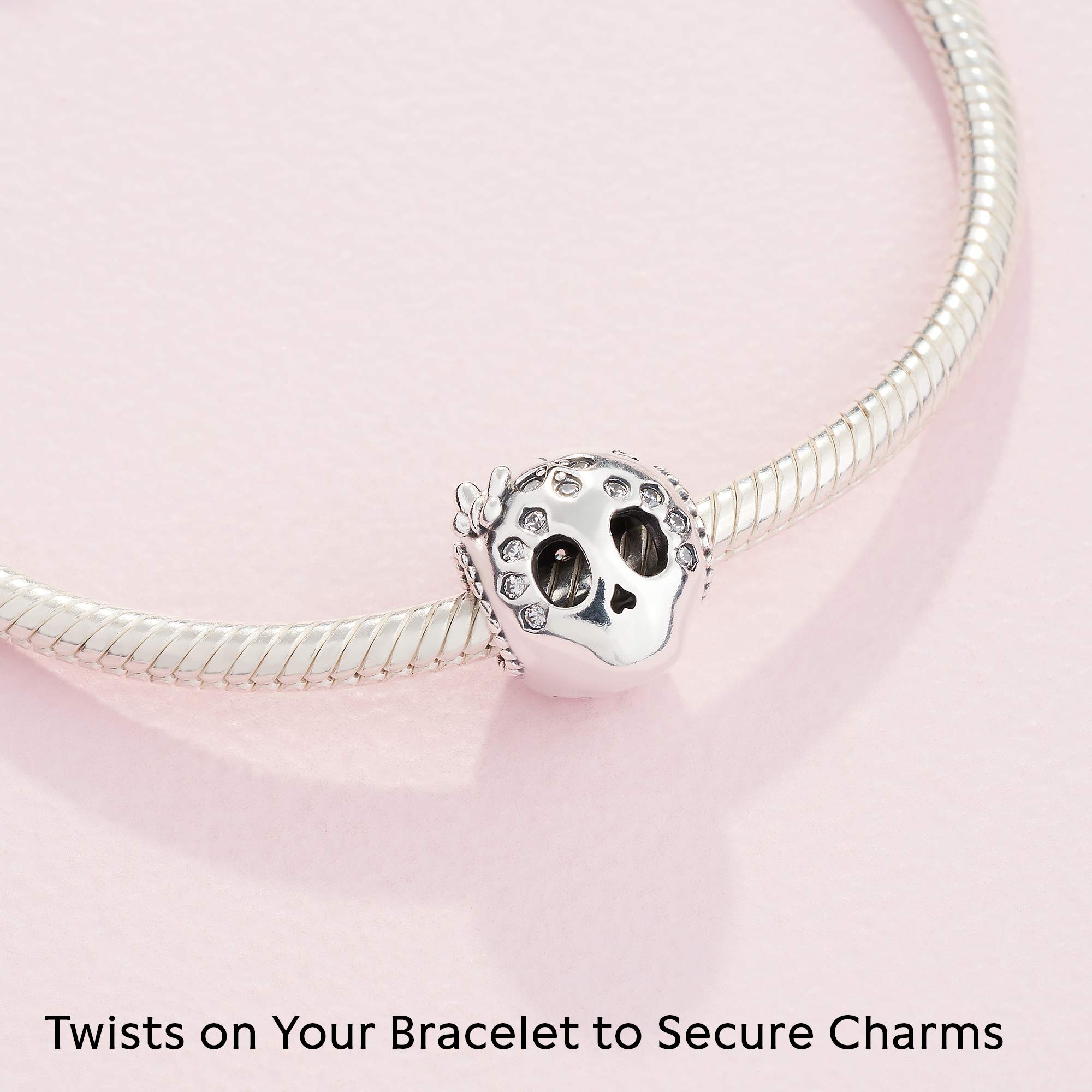 Pandora Jewelry Sparkling Skull Cubic Zirconia Charm in Sterling Silver