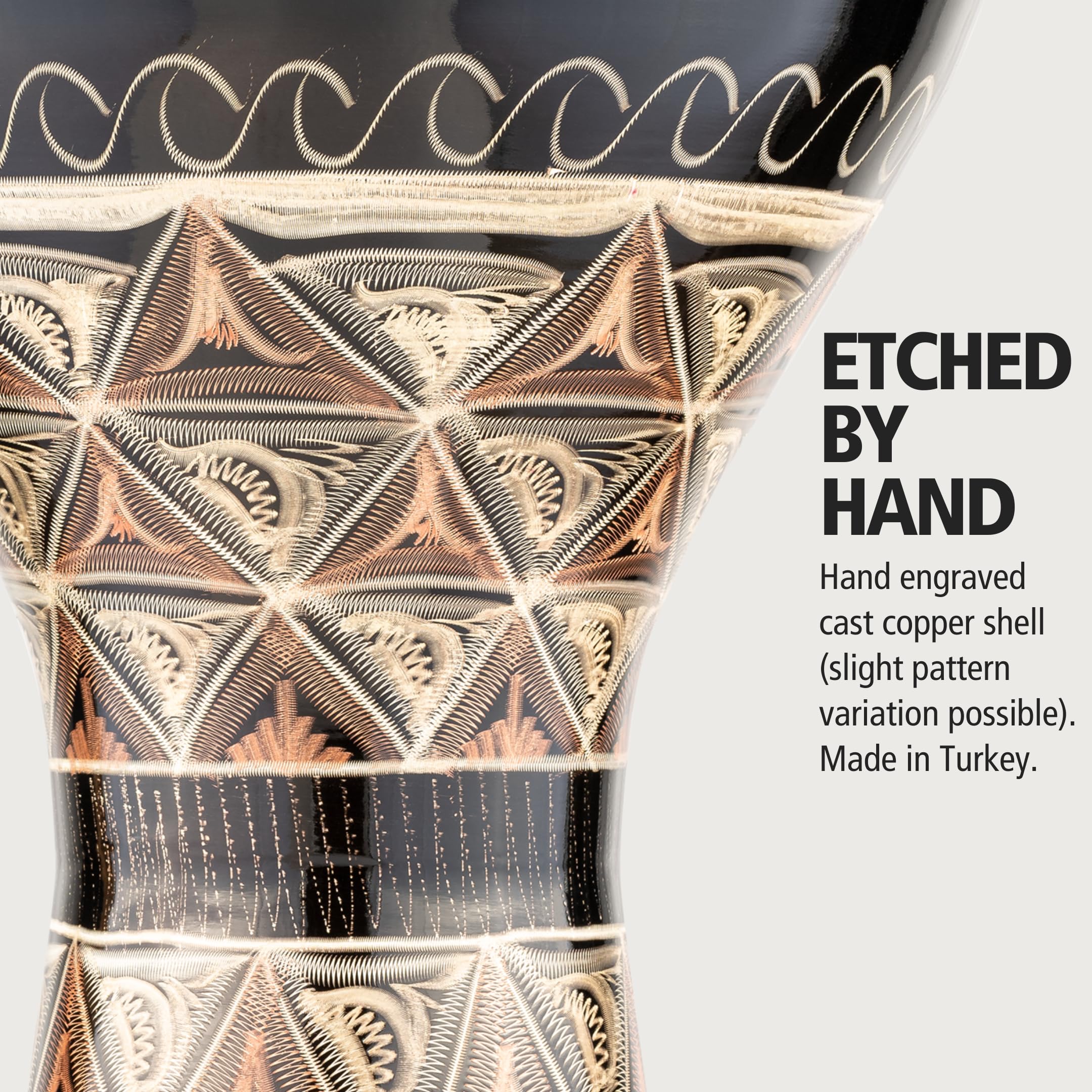 Meinl Percussion Copper Doumbek Egyptian Goblet Drum, Hand Engraved β MADE in TURKEY β Synthetic Head, 2-YEAR WARRANTY (HE-3012)