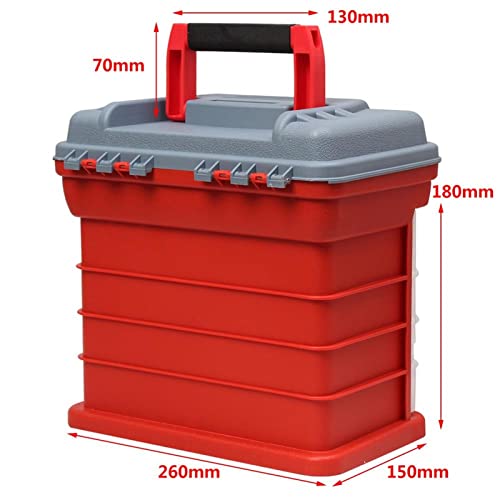tool box Multifunction 4 Layers Plastic box Large Fishing box screw parts storage box Storage Fishing Lures box Accessories tool box toolbox (Color : Dark Gray)