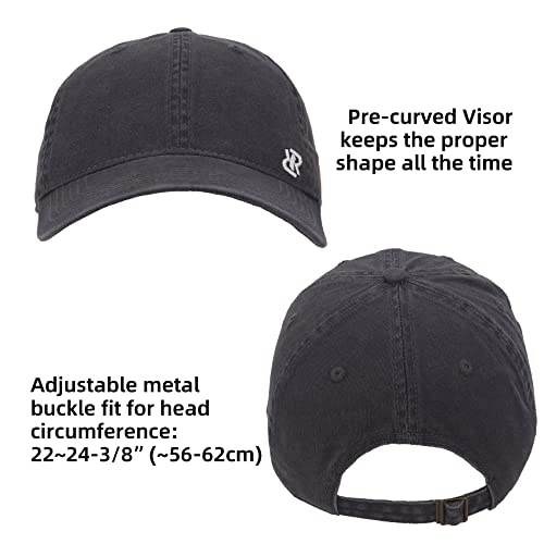 RRvane Vintage Washed Twill Cotton Dad Hat - Soft Unstructured Adjustable Baseball Cap (Charcoal)