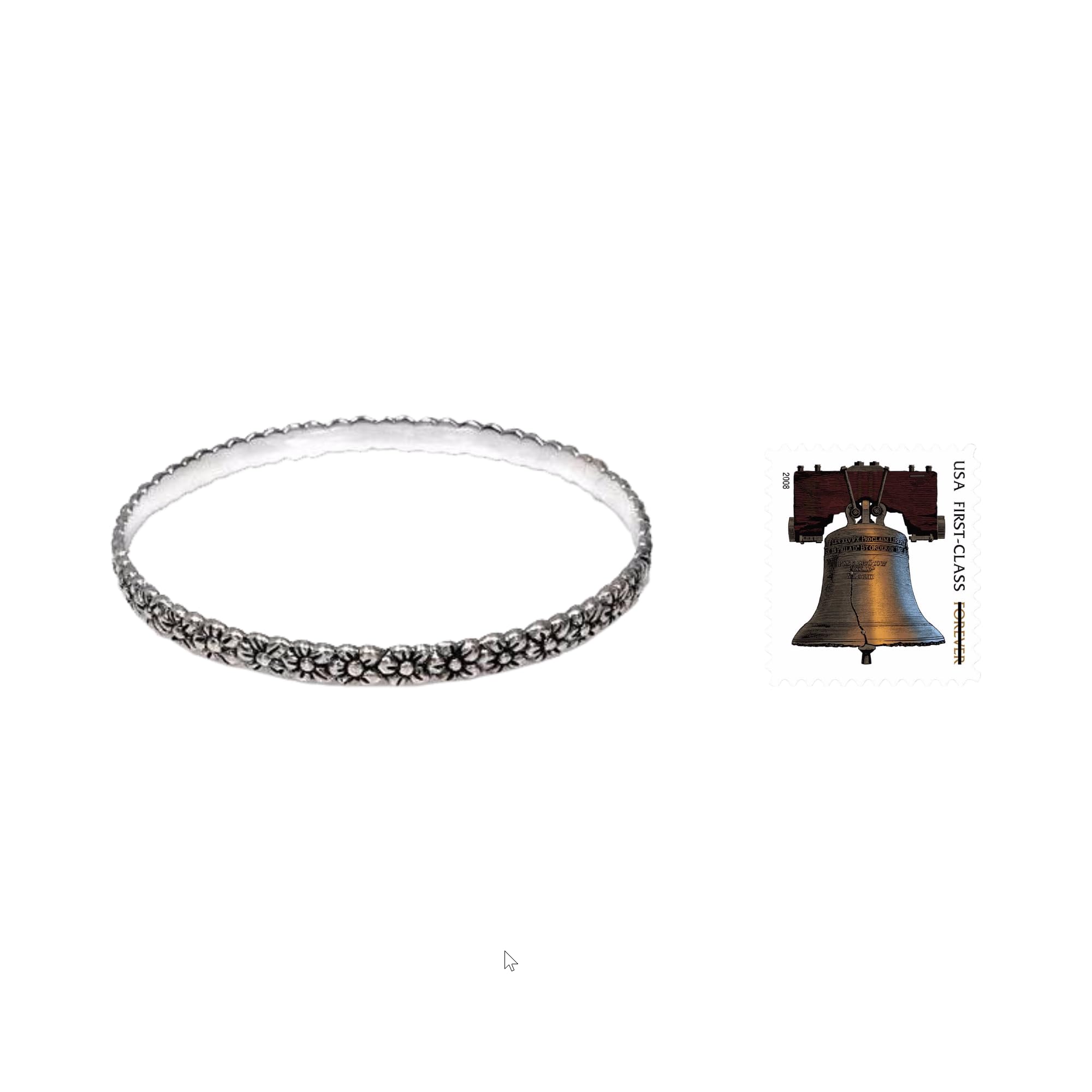 NOVICA Artisan Handcrafted Sterling Silver Bangle Bracelet Artisan Floral No Stone Indonesia [0.2 in W] ' Silver Garland'