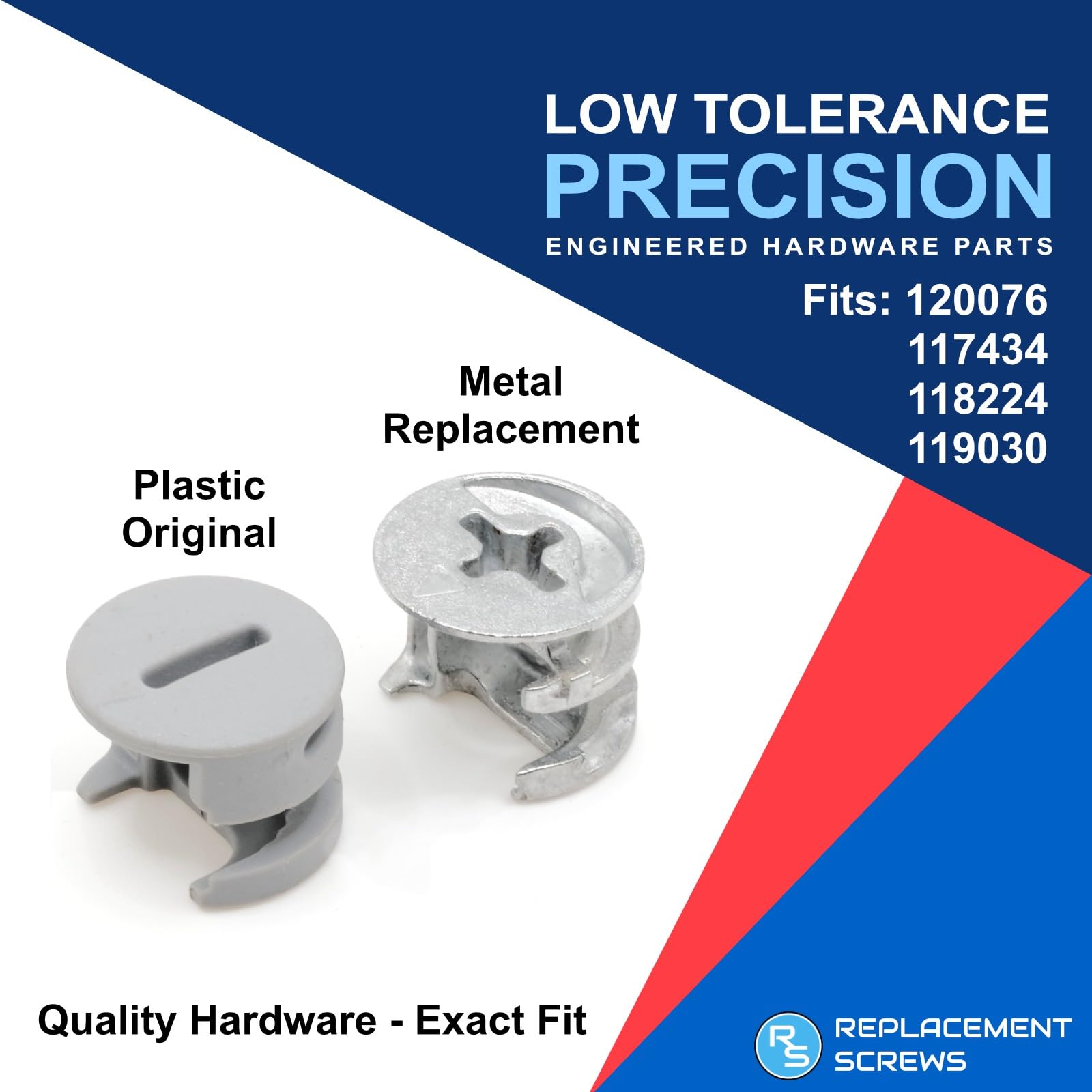 ReplacementScrews Metal Cam Lock Nuts Compatible with IKEA Parts 119030, 118224, 120076, 117434 Replaces Plastic Cams (Pack of 5)
